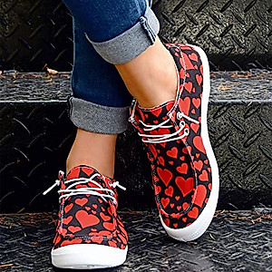 Women Shoes Casual Valentine Day Love Printing Sports Shoes Canvas Fashion Casual Shoes Dress Sandals Size 8 Black