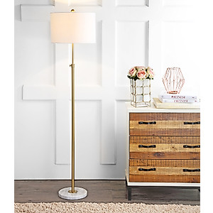 JONATHAN Y JYL3022A June 65" Adjustable Metal/Marble LED Floor Lamp, Modern, Contemporary, Elegant, Glam, Office, Living Room, Family Room, Dining Room, Bedroom, Hallway, Foyer, Brass
