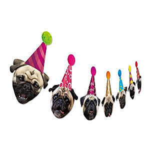 Pug Birthday Garland, Pug Dog Birthday Banner, Pug Bday Party Decoration for Pug Lovers