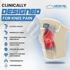 MODVEL ELITE Knee Brace for Women & Men with Side Stabilizers, Patella Gel Pads Brace for Meniscus Tear for Maximum Knee Pain Support - ACL Knee Braces for Running, Workout, Arthritis & Joint Recovery