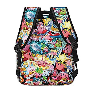 Mayeec Unisex Kir-By Laptops Backpack Bookbag, Lightweight School Bag for Men Women Boys Girls, Black