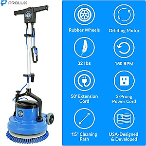 Prolux Core Heavy Duty 15 inch Floor Buffer Scrubber and Polisher Cleaning Machine - All floor surfaces