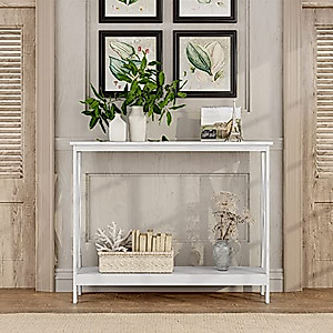 ITUSUT Console Sofa Table for Entryway with 2 Tier Shelves, Narrow Entryway Table for Living Room with Sturdy Engineering Wood and Strong Construction, Easy to Assembly, White