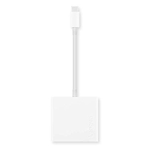 Lenovo USB-C 3-in-1 Travel Hub, 4K HDMI, VGA, USB 3.0, Plug and Play, Only 0.08 lbs, GX90T33021, White