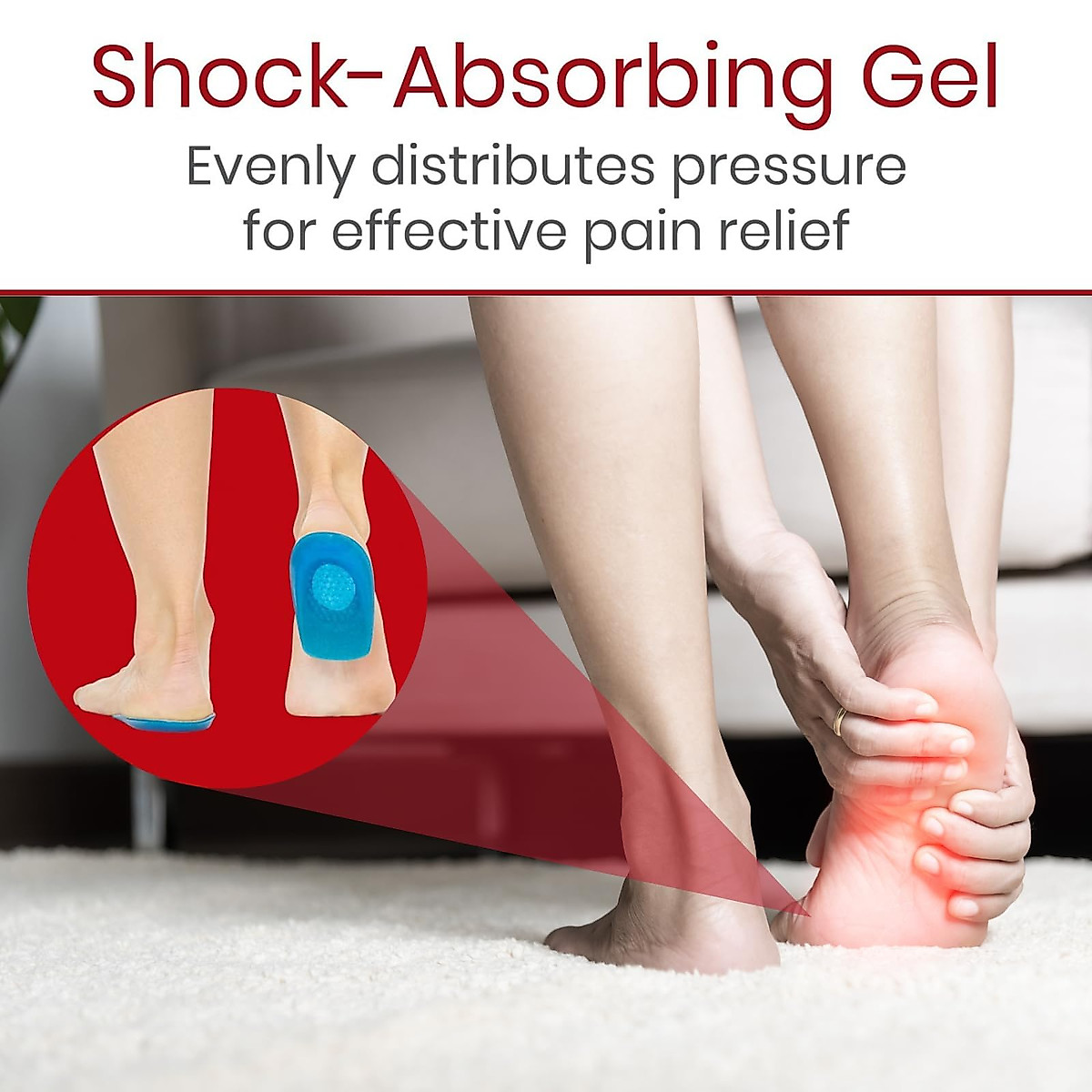 Vive Envelop Gel Heel Cups - Heel Cushion for Women, Men, Bone Spur, Plantar Fasciitis Support - Shoe Inserts Provide Foot Pain Relief