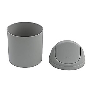 Zerdyne Plastic Mini Trash Can with Swing-Top Lid, 0.7 Gallon Tiny Garbage Can, Gray