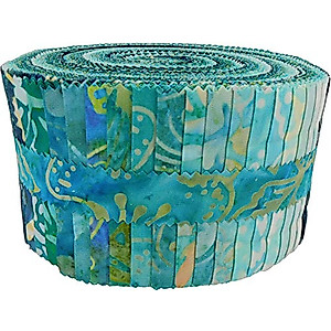 Java Batiks Turquoise Strips 40 2.5-inch Strips Jelly Roll Maywood Studio ST-MASJAB-TUQ