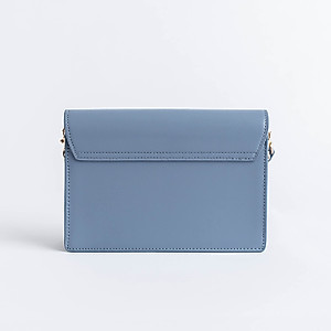 Kardinal Fashions Blue Clutch Purse for Women, Designer Handbag, Vegan Leather Fashion Envelope Style Hand Bag w/Wristlet Strap and Gold Crossbody Chain from (Arctic Powder Blue)