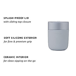 W&P Porter Ceramic Mug w/ Protective Silicone Sleeve, Slate 16 Ounces | On-the-Go | Reusable Cup for Coffee or Tea | Portable | Dishwasher Safe