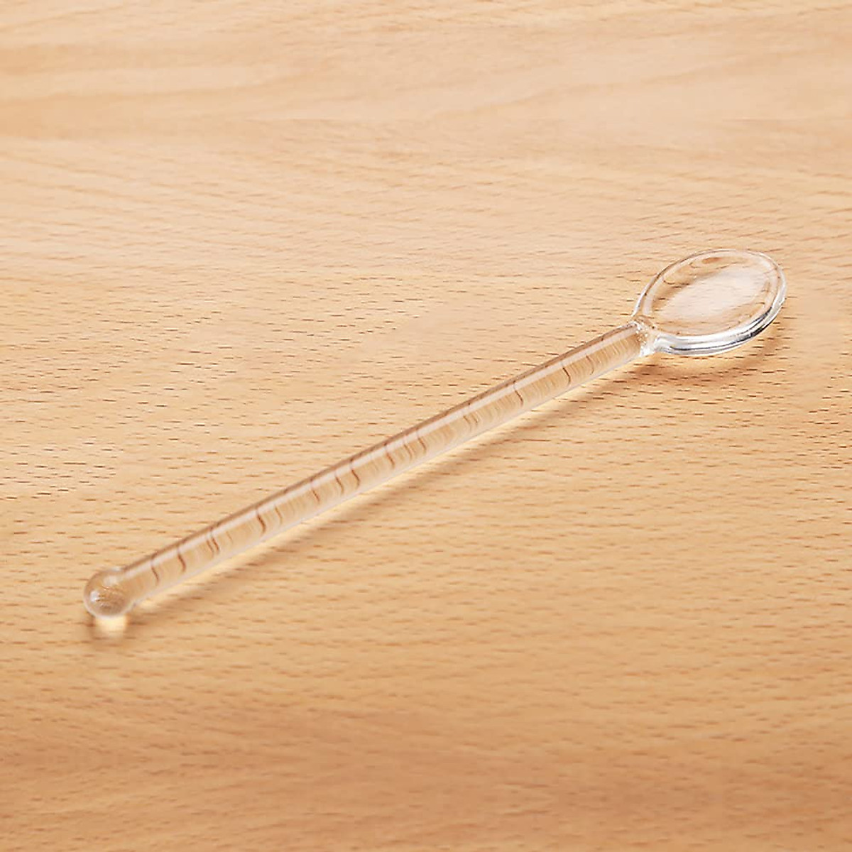 GSHLLO 2 Pcs Clear Glass Spoons Tea Stirring Spoon Coffee Mixing Long Handle Cocktail Spoons Transparent Dessert Spoon for Drinks Milk