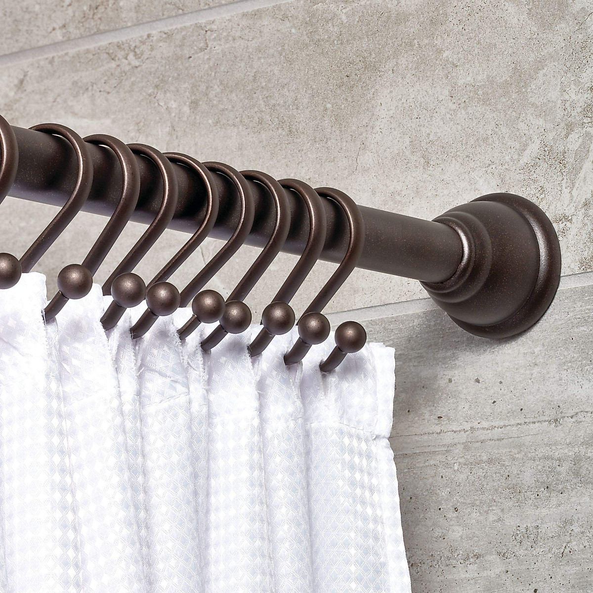 iDesign Metal Shower Curtain Hooks, The Axis Collection – Set of 12, Bronze