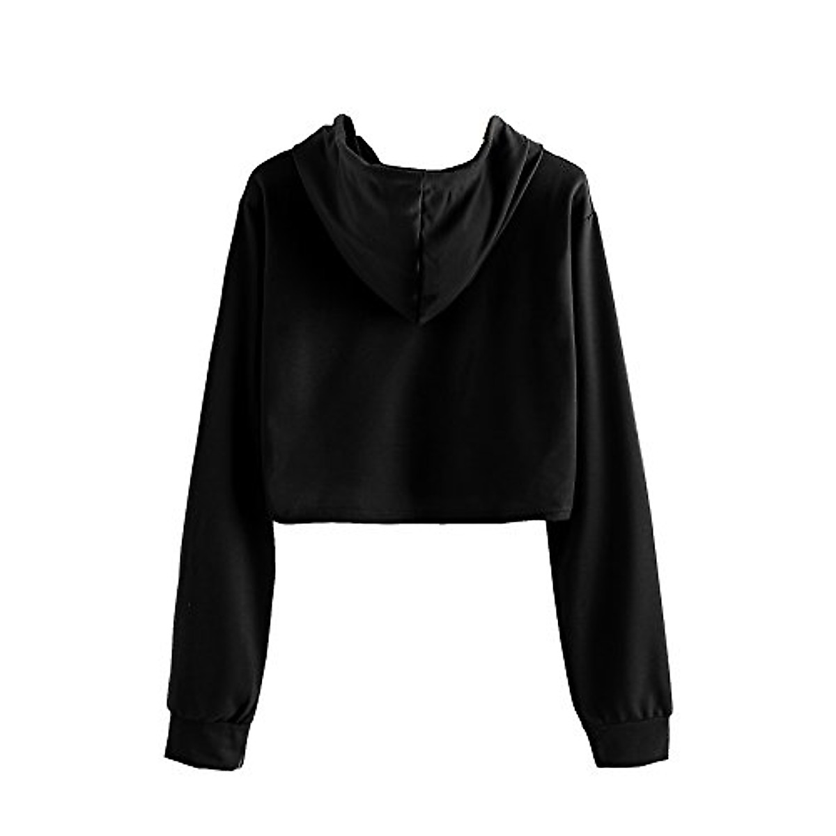 MakeMeChic Women's Cropped Hoodie Casual Workout Crop Sweatshirt Tops A Black M