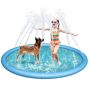 Sprinkler Splash Pad for Dogs .Non Slip Dog Pool Sprinkler for Dogs Thickened Durable Bath Pool Outdoor Games Water Mat Toys,- (59")