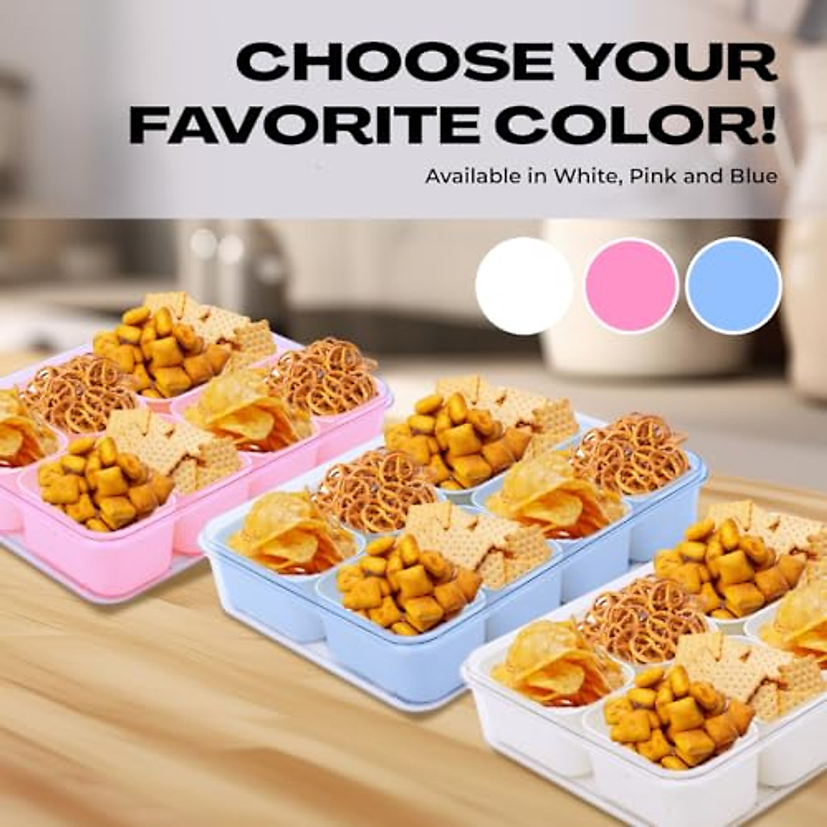 NEXUS2YOU Snack Box Divided Serving Tray with Lid & Handle Snackle Box Organizer Portable Charcuterie Container Food Storage Containers Veggies Fruit Nuts Candy Picnic (Pack of 2) 8 cup & 4 cup