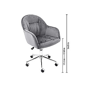 CangLong Upholstered Home Office Desk Chair Swivel Leisure Chair with Wheels Living Room Chairs for Study Room Bedroom Guest Room Set of 1, Grey