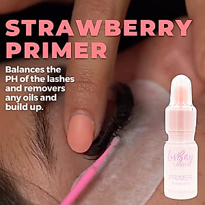 LivBay Strawberry Primer - Prime and Shine Boo Vegan| Removes Oils & Build Up for Longer Eyelash Extension Retention (10ml)