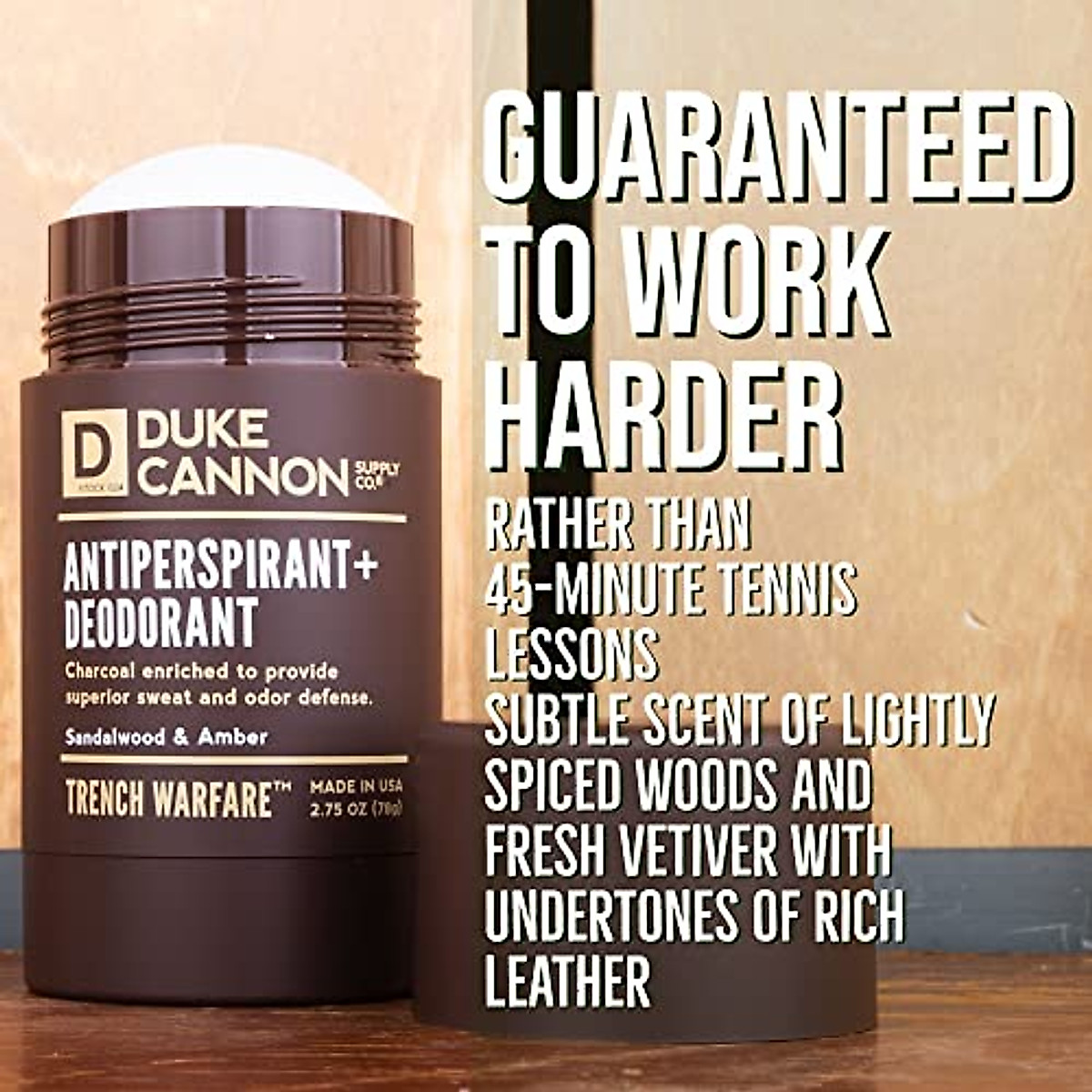 Duke Cannon Supply Co. Trench Warfare Antiperspirant & Deodorant for Men Sandalwood&Amber Multi-Pack - Enriched with Activated Charcoal, Maximum Strength for Sweat & Odor Protection, 2.75 oz (3 Pack)