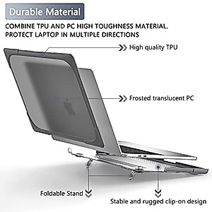 Batianda for MacBook Pro 13 inch Case 2022 2020 Release A2338 M2 M1 A2289 A2251, Heavy Duty Plastic Hard Shell Cover with Fold Kickstand Shockproof Function for New MacBook Pro 13-inch Touch Bar, Grey