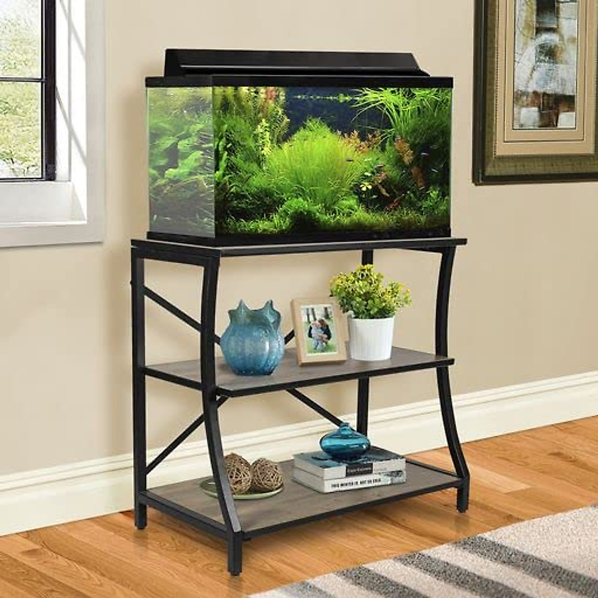 Aquatic Fundamentals 29/37 Gallon Metal/Wood, Aquarium Stand, Console Table, 31" L x 15" W