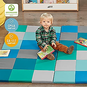 ECR4Kids SoftZone Patchwork Activity Mat, Folding Playmat, Contemporary