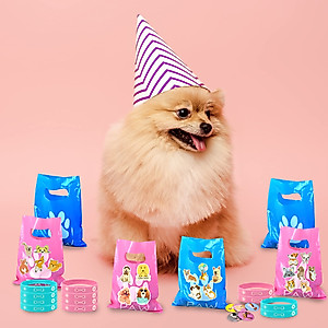 110 PCS Dog Party Favors Puppy Key Chain Necklace Silicone Wristbands Stickers Goodie Bags Button Badges For Birthday Party Favors Baby Shower Decorations Classroom Rewards Dog Theme Supplies
