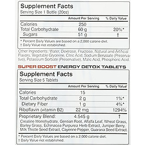 Herbal Clean QCarbo 20 Same-Day Premium Detox Drink, Strawberry Mango Flavor, 20 Fl Oz, and Tablets, 5 Count