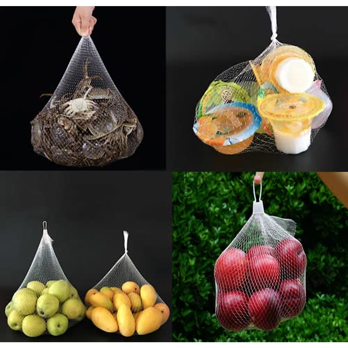 100 pieces nylon mesh net bags reusable mesh bags, Seafood Boiling Bags,Fruit and Vegetable Produce Packaging Net,24 Inch