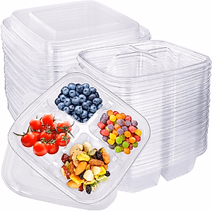Haawooky 30 Pcs Bento Snack Containers,4 Compartment Meal Prep Lunch Containers with Lids,Food Storage Containers for School Work Travel