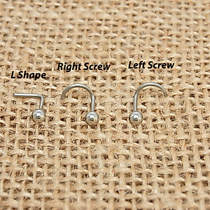 CZ Nose Stud Titanium - Nose Pin 20g - Nostril Jewelry 18g - Nose Ring 22g - Nose Earring - Nose Bone Stud 16g (Gauge Size: 22g; Style: L Shape)