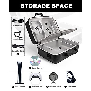 Glamgen Carrying Case for PS5 Travel Case for Playstation 5 Console PS5 Games Gaming Headset Console Dock and Accessory Organizer