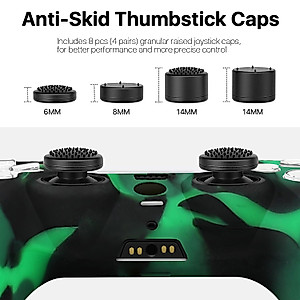 TNP Controller Case for PS5 Silicone Controller Skin for Dualsense Cover + 8 Pro Thumb Grips Set Sony Playstation 5 Skins Accessories Dark Green with Ergonomic Textured Grip