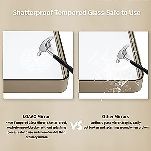 LOAAO 40”X36” Bronze Bathroom Mirrors for Vanity, Rounded Rectangle Brushed Bronze Metal Frame Mirror, Anti-Rust, Tempered Glass, Hangs Horizontally or Vertically
