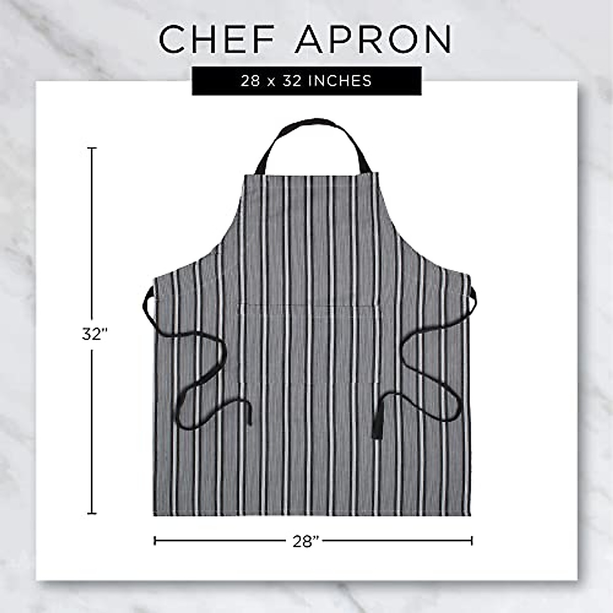DII Unisex Buffalo Check Kitchen Collection, Classic Farmhouse Chef Apron, One Size, Black & White