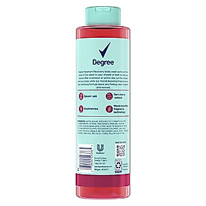 Degree Maximum Recovery Body Wash and Soak Post-Workout Recovery Skincare Routine Tart Cherry + Epsom Salt + Electrolytes Bath and Body Product 22 oz, Pack of 4