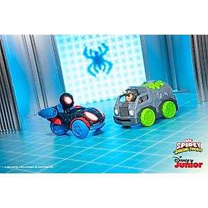 Marvel Spidey and his Amazing Friends Little Vehicle 2-Pack - 5” Disc Dashers Featuring Miles Morales Vs Rhino - Amazon Exclusive