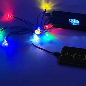 Fotbor LED Christmas Light USB C Cable, USB and Bulb Type C Charging Cable 50Inch 10LED Compatible with Samsung Galaxy S21 Ultra/S20/ S10/ S10E/ S9/ S8 Plus A51 Note 20 10 LG Stylo 6 iPad Pro 11/12.9