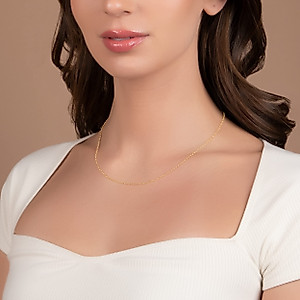 PORI JEWELERS 10K Yellow Gold 2.0MM Round Rolo Link Chain Necklace - Made in Italy (Yellow, 22)