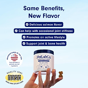 PetLab Co. Joint Care Chews - High Levels of Glucosamine for Dogs, Green Lipped Mussels, and Omega 3 - Dog Hip and Joint Supplement to Actively Support Mobility - Salmon