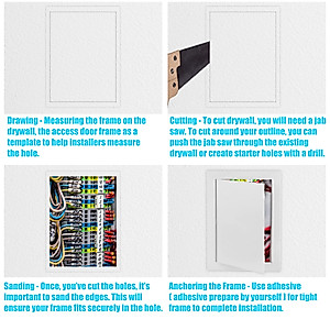 CABAX 8x12 inch Plastic Access Panel for Drywall Ceiling Reinforced Plumbing Wall Access Doors Removable Hinged, White