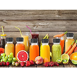 3 Pcs 12 oz Plastic Juice Bottle Reusable Transparent Bulk Beverage Containers with Black Lids for Juice, Drinking Milkshake Tea, Milk, Juicing Smoothie Water and Other Beverages, Fridge Storage