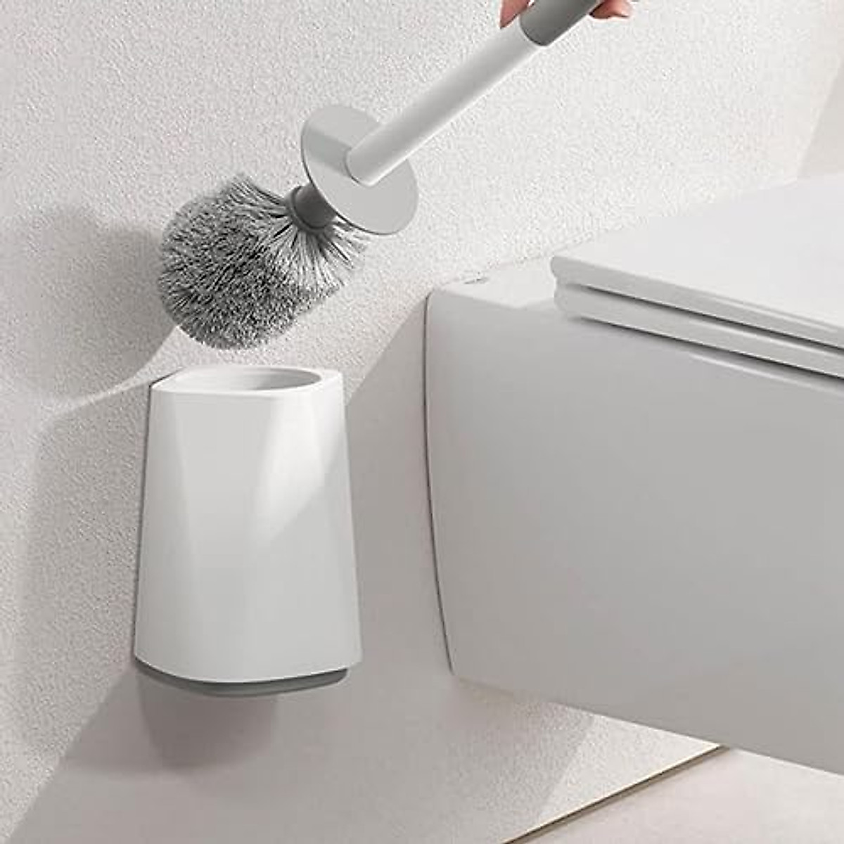 Toilet Bowl Brush Floor Wall Mounted Toilet Brush Plastic Floor Toilet Cleaner Brush Bathroom Toilet Brush with Stand