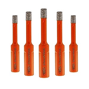 Dry Diamond Core Drill Bit, BGTEC 5Pcs 6mm 1/4" Vacuum Brazed Hole Saw with Triangle Shank for Porcelain Tile Ceramic Granite Marble Masonry