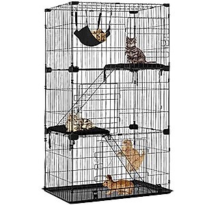 Large 3-Tier Cat Cage Pet Playpen Cat Crate Kennels 67" Height Kitten House Furniture Wire Metal Pet Enclosure w/ 3 Front Doors 2 Ladders 2 Platforms Bed Hammock for Ferret Rat Cat Chinchilla