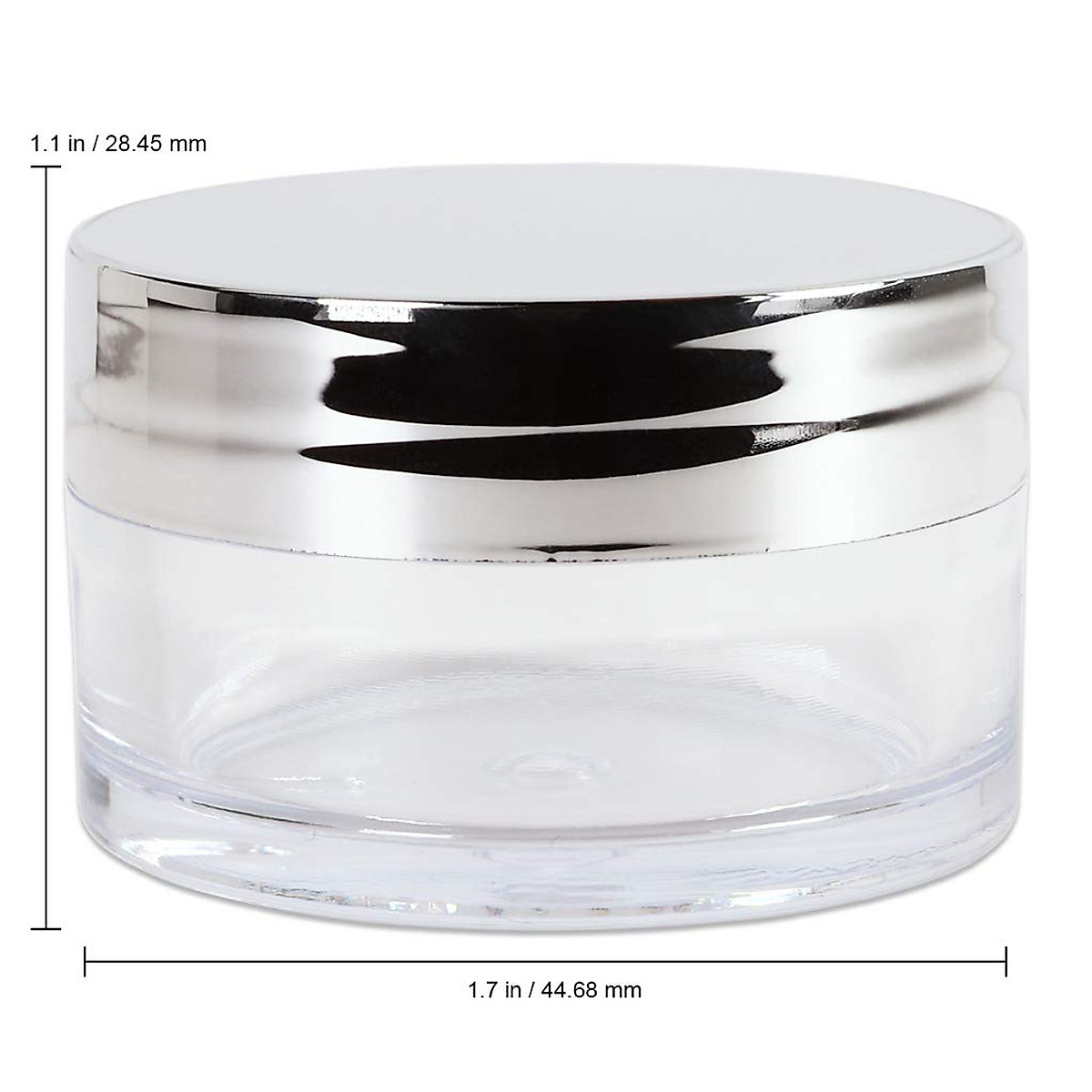 Beauticom 20g/20ml USA Acrylic Round Clear Jars with Lids for Lip Balms, Creams, Make Up, Cosmetics, Samples, Ointments and other Beauty Products (12 Pieces, Silver Lid (Flat Top))