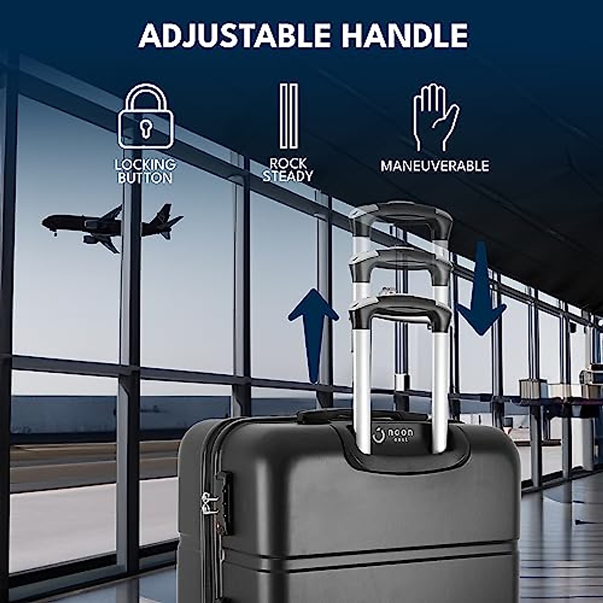 SAS Travel Noon East Luggage Sets, Set of 3 pieces of Suitcases With Wheels, Traveling Essentials, Spinner Wheels, Lock, Hard Case, With Carry On Luggage and Large Suitcase Included, Travel Must Haves