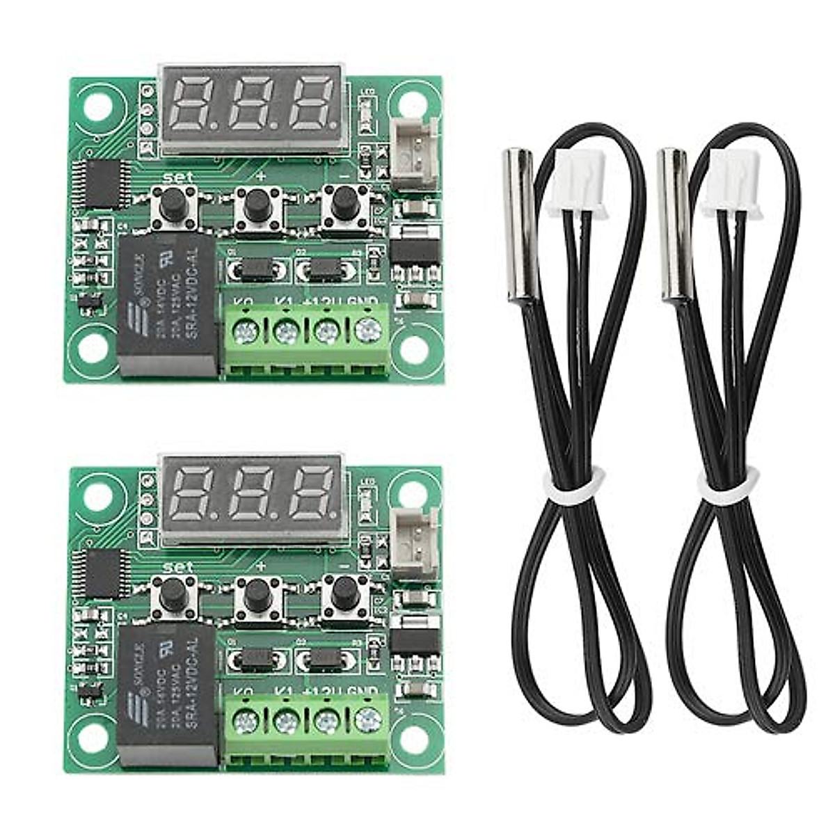 XINGYHENG 2PCS W1209 Digital Thermostat high Precision Temperature Control Switch Module DC 12V Micro Temperature Control Board and NTC 10K Thermistor Sensors Digital Temperature Probe