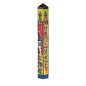 Studio M Family Home Art Pole House Rules Outdoor Decorative Garden Post, Made in USA, 40 Inches Tall