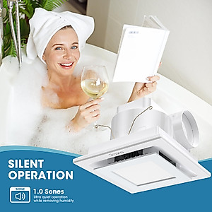 Tesansi Bathroom Exhaust Fan with Light, 12W Bathroom Fan with LED Light Combo - 100 CFM & 1.0 Sones, 3000K/4000K/5000K Adjustable - Low Noise Ventilation Fan for Home/Bath/Office/Hotel