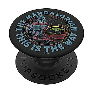 Star Wars: The Mandalorian & The Child Neon Line Art PopSockets PopGrip: Swappable Grip for Phones & Tablets