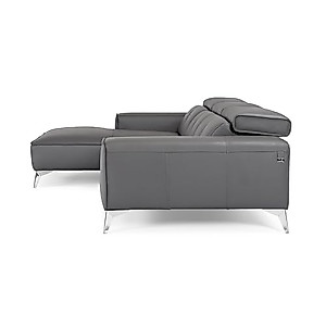 ZURI Furniture Raj Modern Slate Leather Sectional with Adjustable Headrests and Chaise - Left Chaise